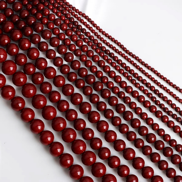 【P15】DIY Beads – Imitation Swarovski Dark Red | 3–8mm Round Glossy Gla ...